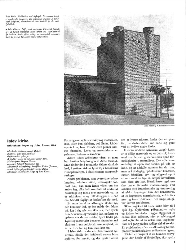 Islev Kirke - Arkitektur 5:73, 1973 | Arkitekterne Inger og Johannes Exner